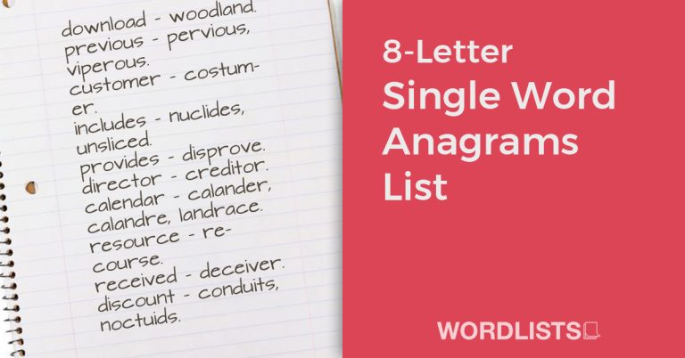 8-Letter Single Word Anagrams List - Word Lists