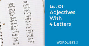 List Of Adjectives With 4 Letters