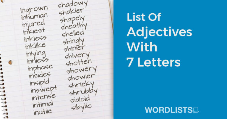 List Of Adjectives With 7 Letters