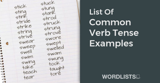 List Of Common Verb Tense Examples