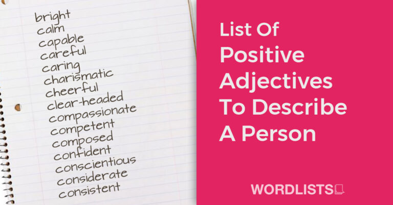 List Of Positive Adjectives To Describe A Person