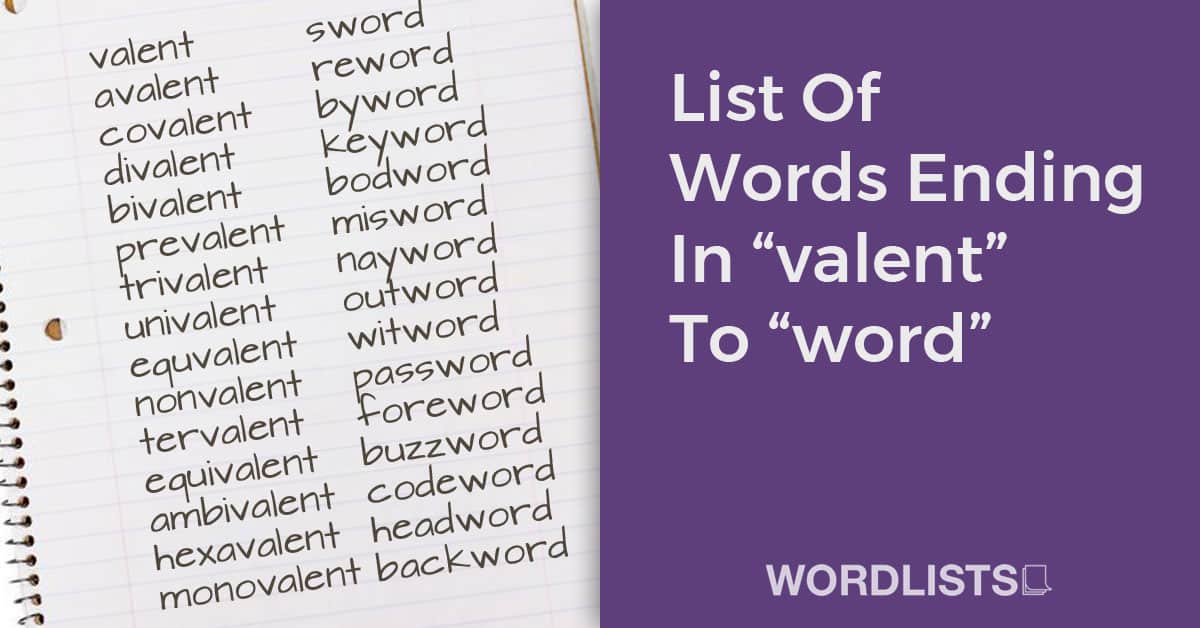 List Of Words Ending In at 