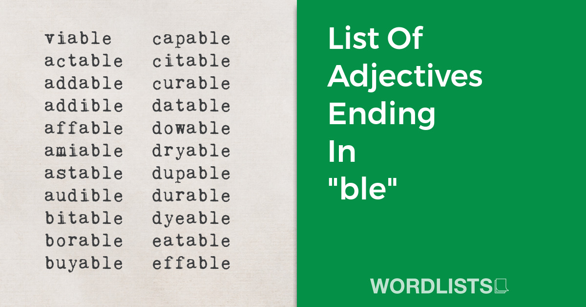 List Of Adjectives Ending In ary 