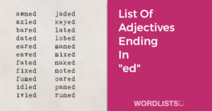 List Of Words Ending In "en"
