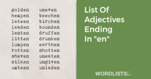 List Of Adjectives Ending In "en"