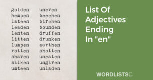 List Of Adjectives Ending In "en"
