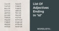 List Of Adjectives Ending In "id"