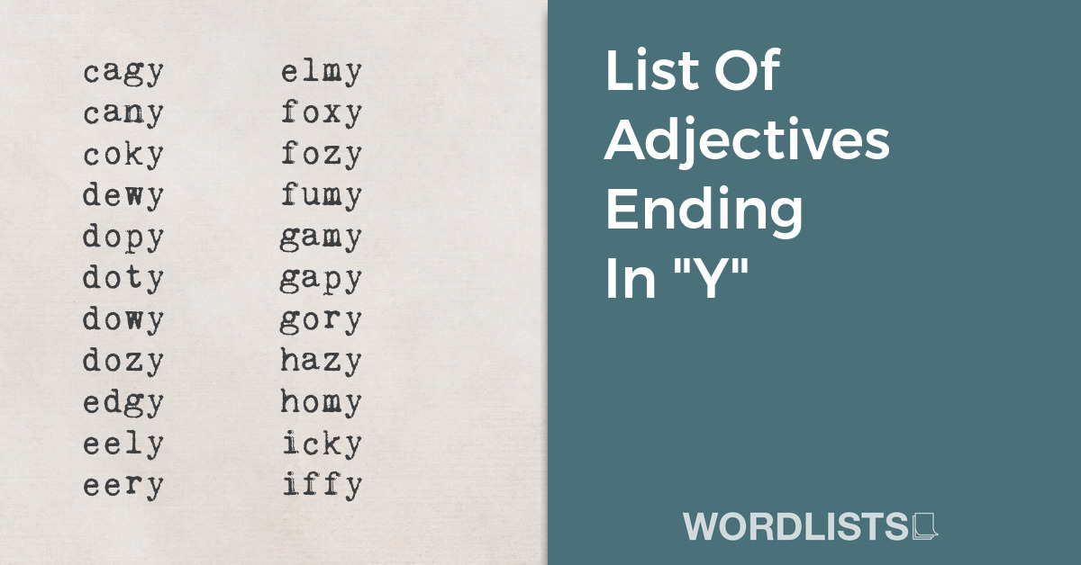 List Of Adjectives Ending In Y 