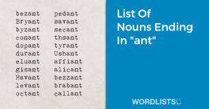 List Of Nouns Ending In "ant"