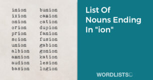 List Of Nouns Ending In "ion"