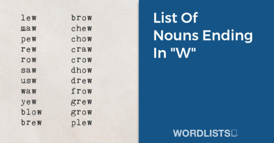 List Of Nouns Ending In "W"
