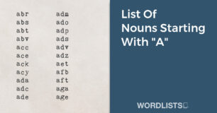 List Of Nouns Starting With "A"