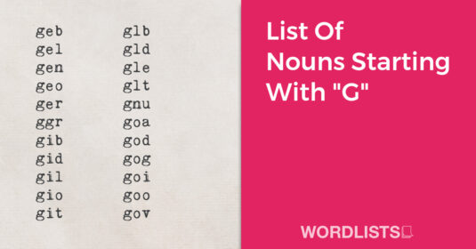 List Of Nouns Starting With "G"