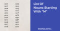 List Of Nouns Starting With "M"
