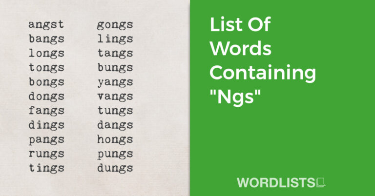 List Of Words Ending In "ing"
