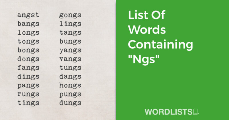 List Of Words Ending In "ing"