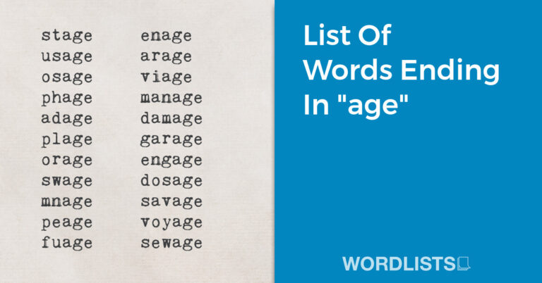 List Of Nouns Ending In "ing"