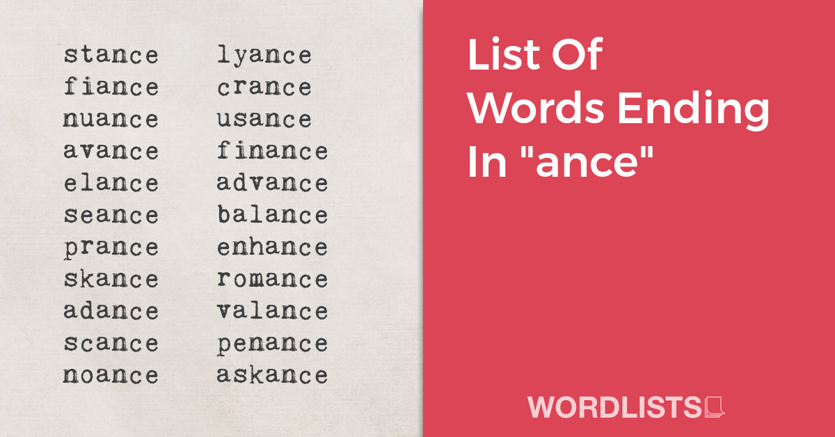 List Of Words Ending In ance 