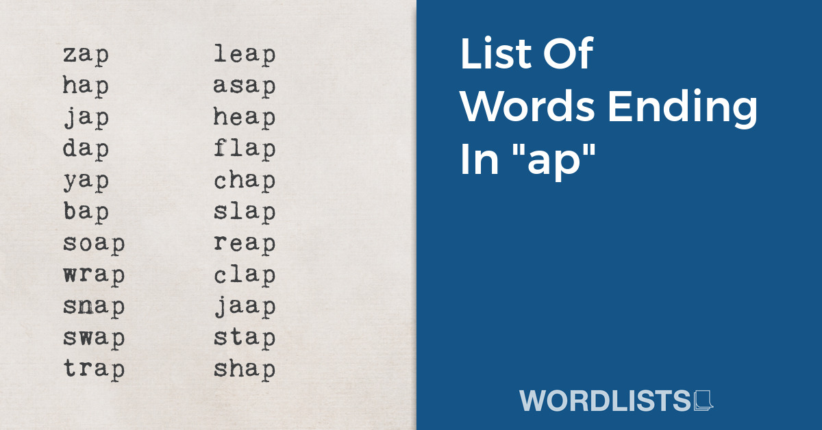 List Of Words Ending In ap 