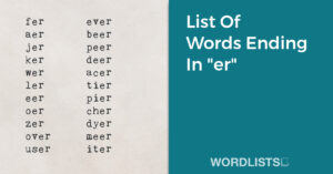 List Of Words With The Suffix "ed"