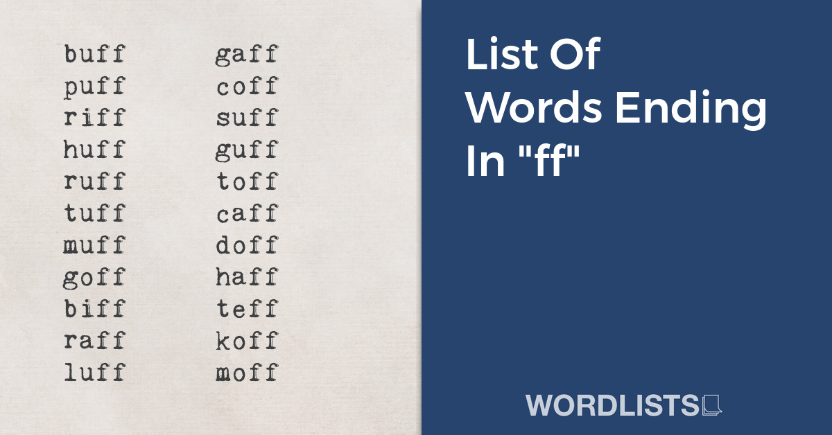 List Of Words Ending In ff 
