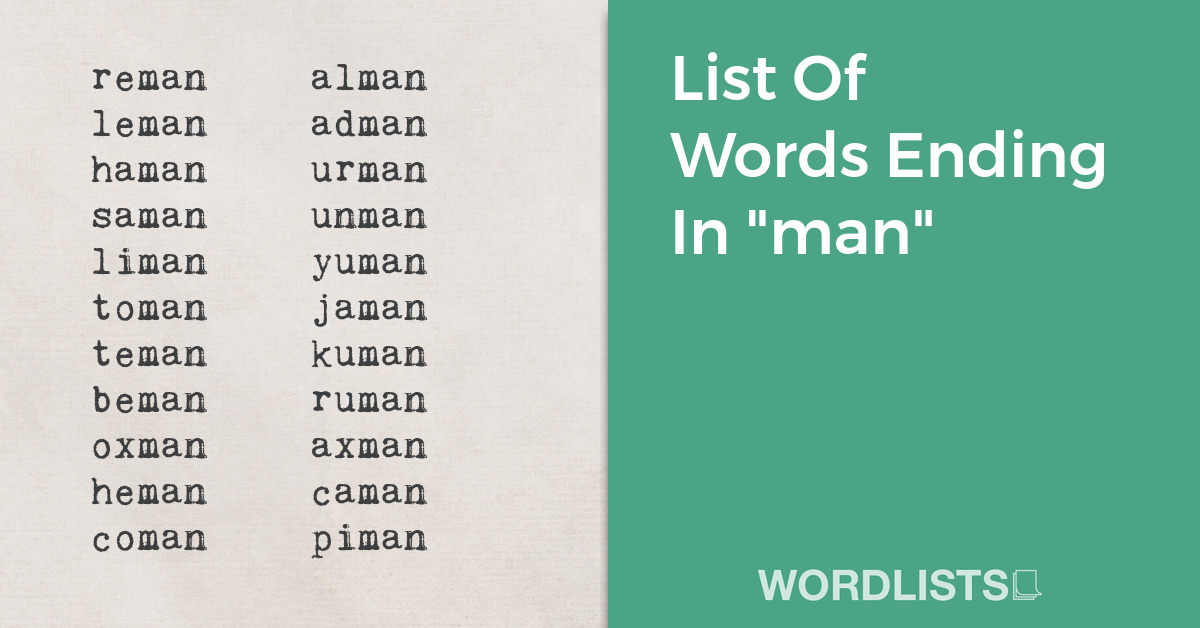List Of Words Ending In rd 