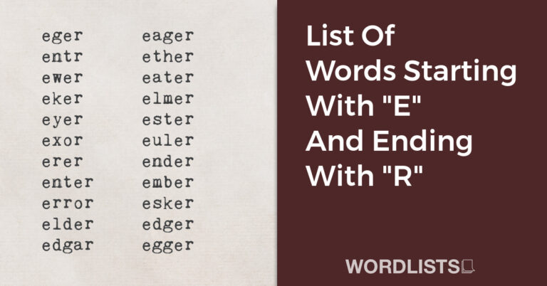 List Of Words Ending In "er"