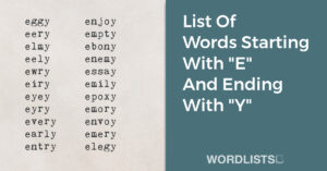 List Of Words Ending In "ies"