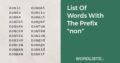 List Of Words With The Prefix "non"