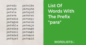List Of Words With The Prefix "para"