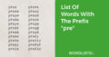 List Of Words With The Prefix "pre"