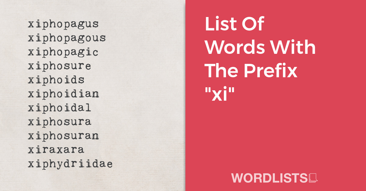 List Of Words With The Prefix xi 