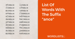 List Of Words With The Suffix "ence"