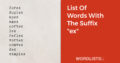 List Of Words With The Suffix "ex"