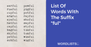 List Of Words With The Suffix "ful"