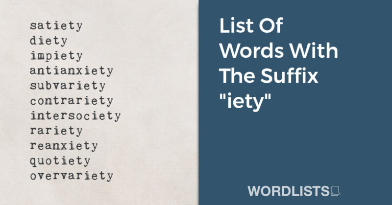 List Of Words With The Suffix "ation"