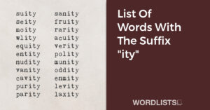 List Of Words With The Suffix "ess"