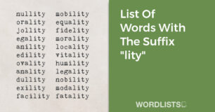 List Of Words With The Suffix "al"