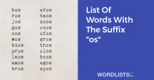 List Of Words With The Suffix "os"